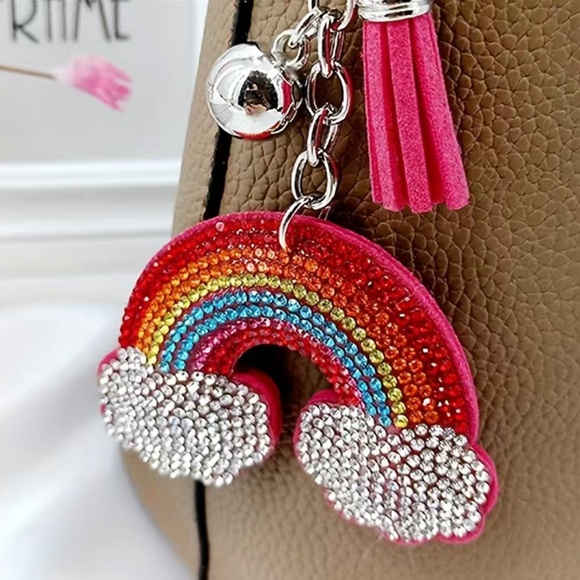 Accessories | Pride Rhinestone Rainbow Bag Charm Keychain Brand New ...